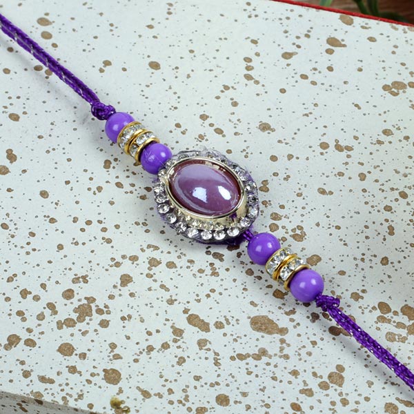 Send Purple Stone Diamond Rakhi to Belgium Online