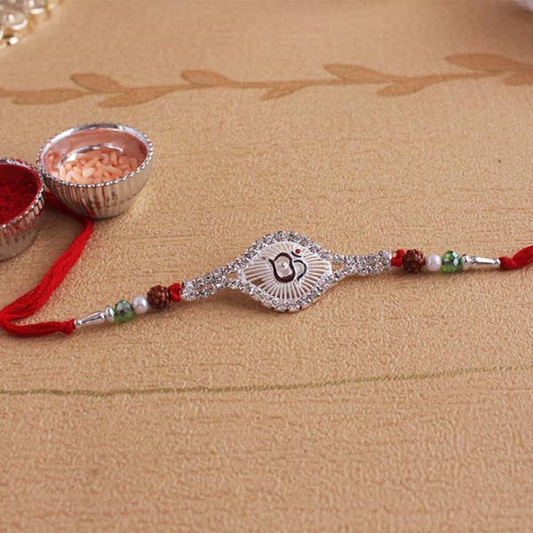 Send Auspicious Om Silver Rakhi Online