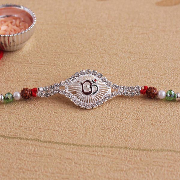 Send Auspicious Om Silver Rakhi Online