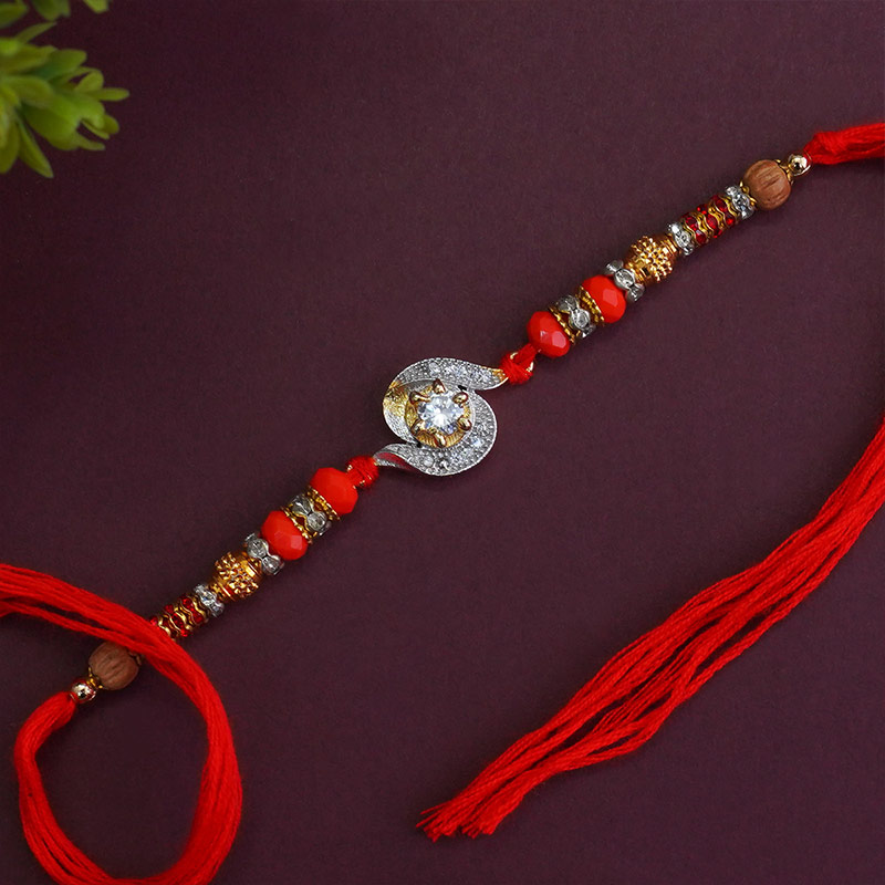 Send Floral AD Stone Rakhi Online