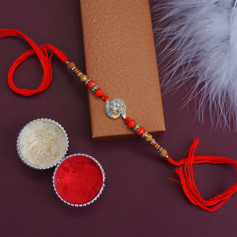 Send Floral AD Stone Rakhi Online