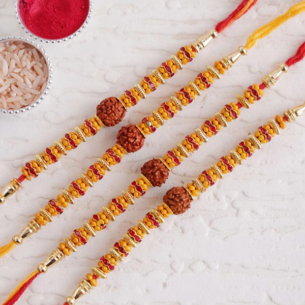 Send Set of 4 Rudraksha Rakhi Online