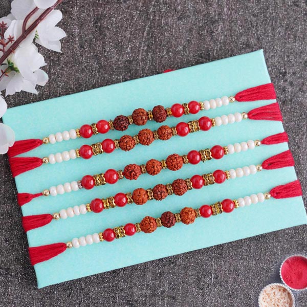 Send Rudraksha Rakhi Set of 5 Online