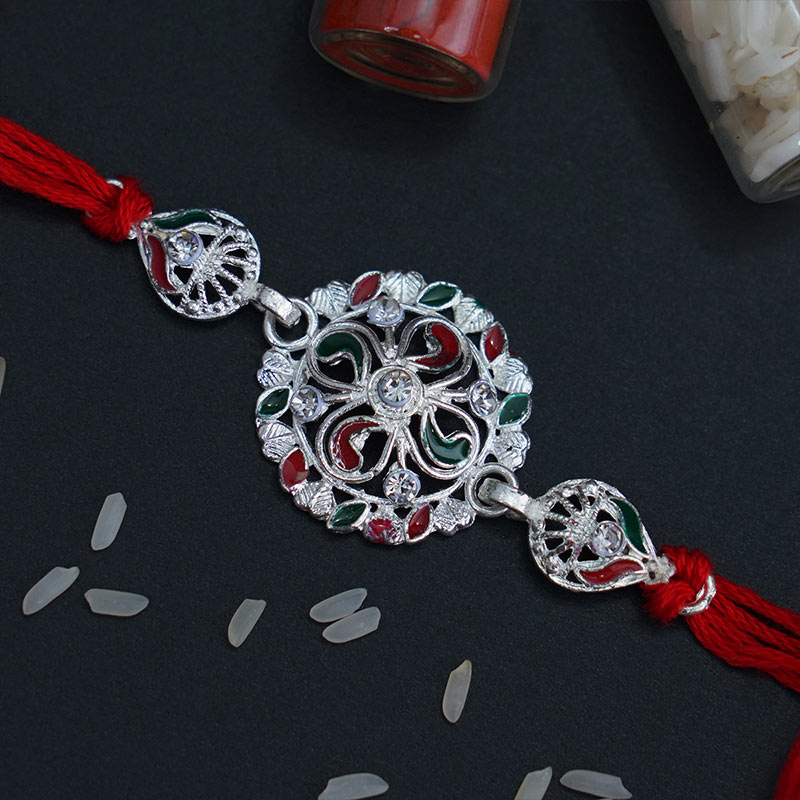 Send Traditional Silver Rakhi Online