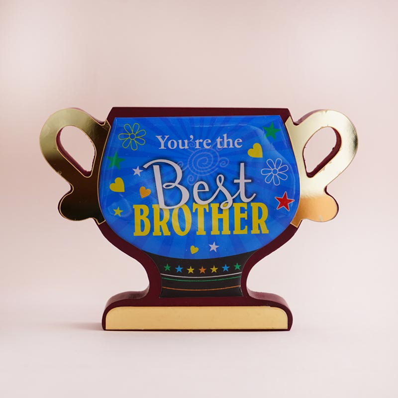 Send Designer Rakhi with Best Brother Trophy Online
