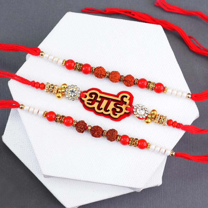 Send Set of Three Pretty Rakhis for Brothers to Hong kong Online