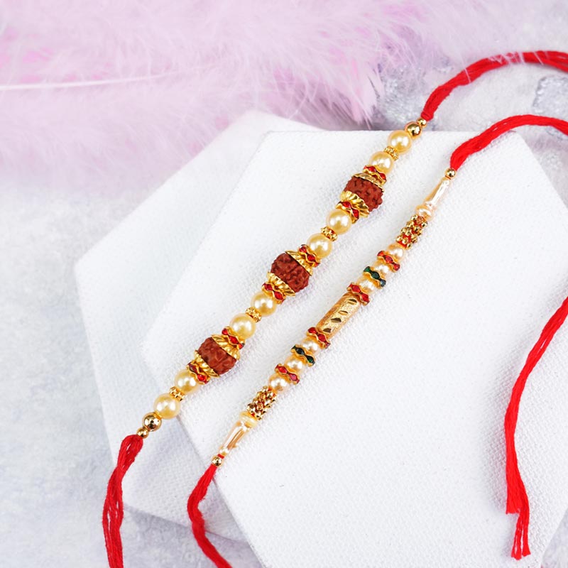 Send Golden Rakhi N Rudraksha Rakhi for Brothers to Hong kong Online